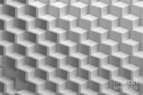 Seamless Minimal White Shiny Satin Or Plastic Isometric Cubes Wall
