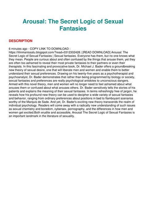PPT Download Book PDF Arousal The Secret Logic Of Sexual Fantasies