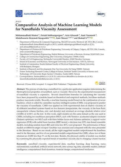 Comparative Analysis Of Machine Learning Models For Nanofluids