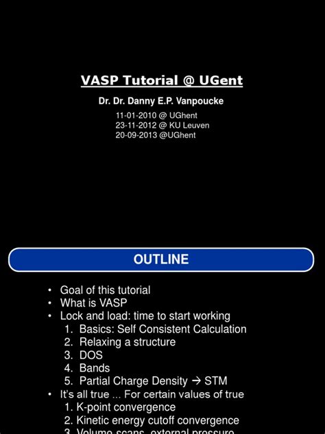 vasp tutorial at ugent dr dr danny e p vanpoucke pdf crystal structure electronic band