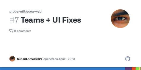Teams Ui Fixes · Issue 7 · Probe Nittecea Web · Github