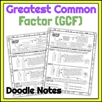 Greatest Common Factor GCF Doodle Notes Learn How To Find The GCF