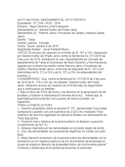 Auto Nacional Agroambiental S2 N Pdf Debido Al Proceso Propiedad