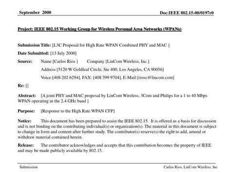 Ppt Project Ieee 80215 Working Group For Wireless Personal Area