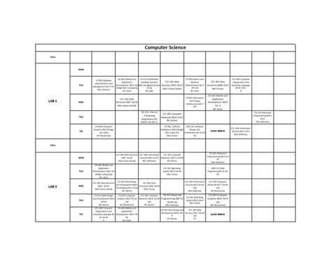 Lab Time Table Pdf Information Technology Computer Science