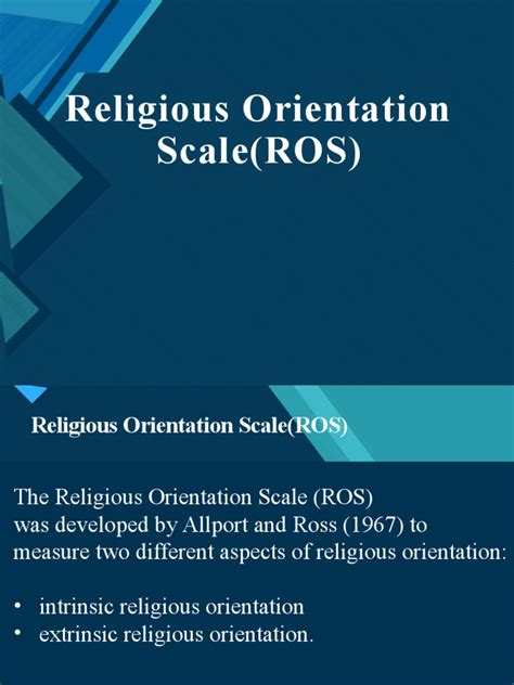 Religious Orientation Scale Ros R Pdf