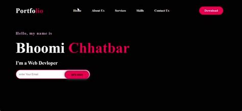 Created A Personal Portfolio Using Html And Css Bhoomi Chhatbar