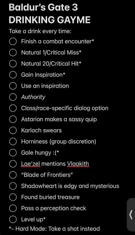 baldur s gate 3 drinking gayme menu