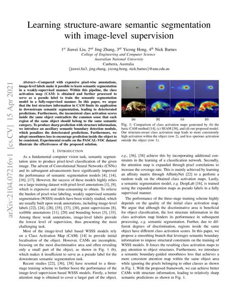 Learning Structure Aware Semantic Segmentation With Image Level Supervision Deepai