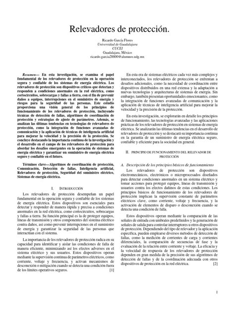 Relevadores De Proteccion Pdf Ingenieria Eléctrica Transformador