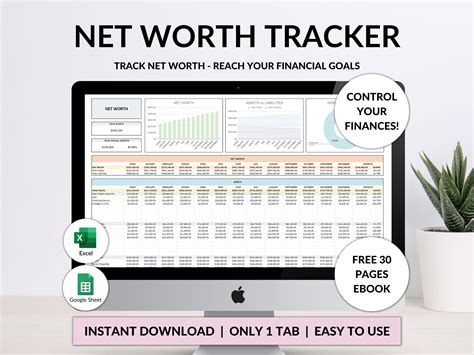 Net Worth Tracker Spreadsheet Template Google Sheets Excel Annual Net Worth Dashboard Personal