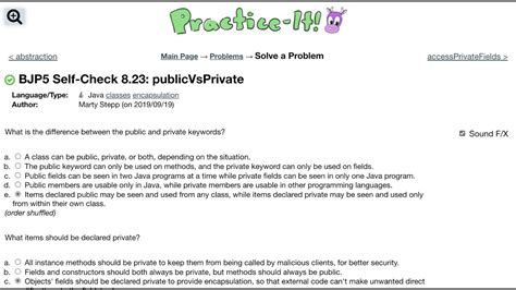 Java Practice It Self Check 823 Publicvsprivate Constructors