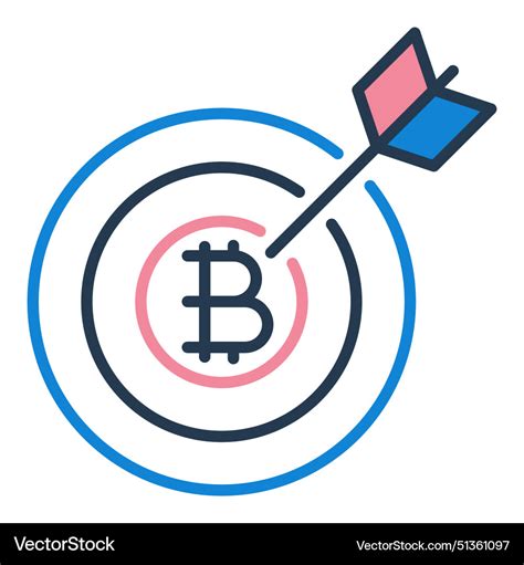 Bitcoin Target Cryptocurrency Colored Icon Vector Image