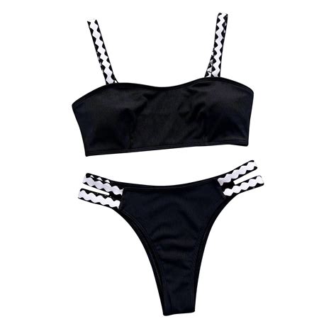 Wreesh Womens Two Piece Swimsuit High Cut Bikini Bikini Push Up Padded Swimsuit Beachwear Set