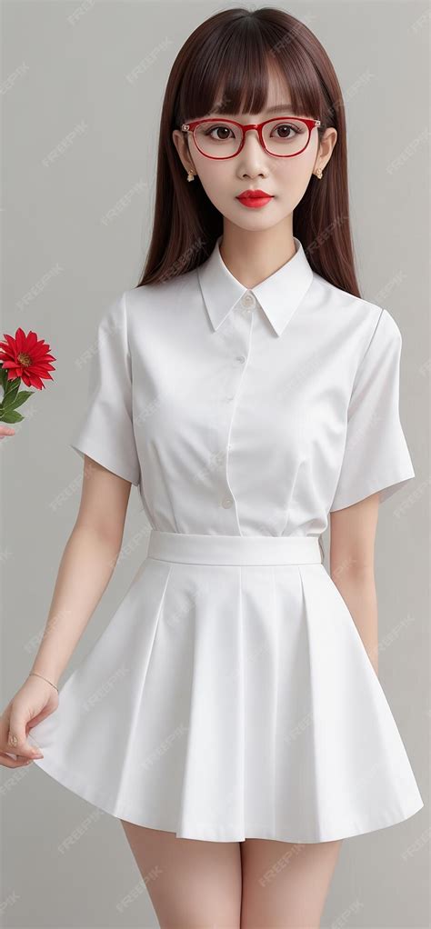 Premium Ai Image A Cute Korean Girl In White Dress Photo Ai Generated