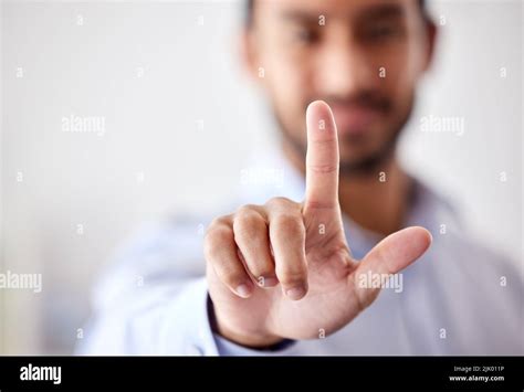 Finger Touching Choosing And Pushing With Hand On Virtual Touchscreen