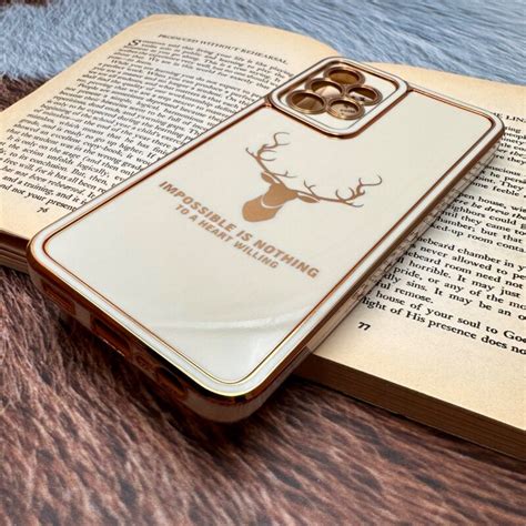 قاب گوشی Galaxy A13 4g سامسونگ مای کیس گوزنی My Case دور طلایی گلد لاین محافظ لنز دار سفید کد