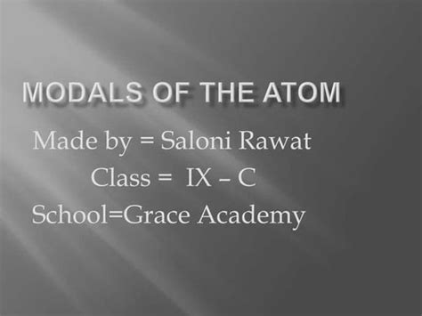 Models Of The Atom Pptx Chemistry Science