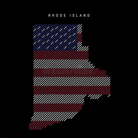 Rhode Island Us State Hatched Silhouette Map Of Slanted Lines Pattern Flat Vector Illustration