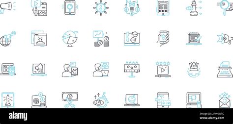 Social Strategy Linear Icons Set Engagement Insights Metrics
