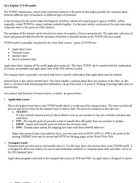 What Are The Four Layers In The Tcpip Reference Model Seputar Model