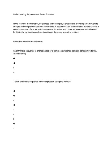 Solution Understanding Sequence And Series Formulas Studypool