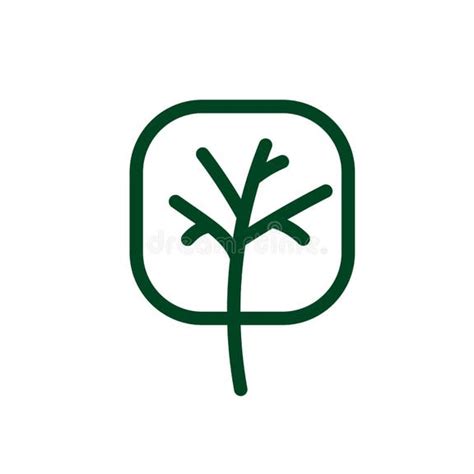 Tree Line Icon Naturally Beautiful Logo Symbol Wooden Trunk And Outline Branches For Map Stock