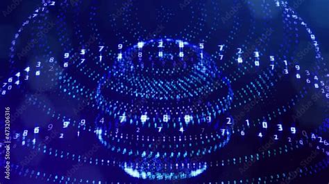 3d Loop Background Concept Of Digital Data Processing Calculation And Visualization Of