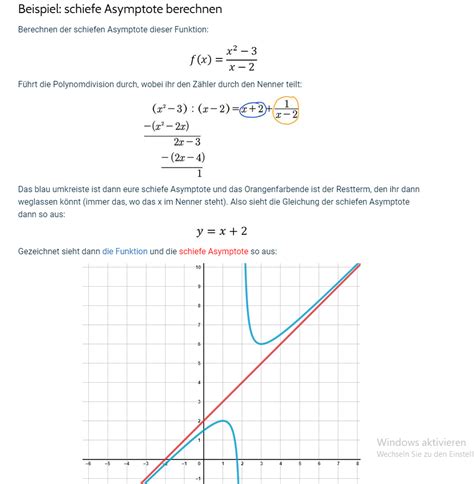 Wie Zeichne Ich Eine Schiefe Asymptote Ein Funktion Funktionsgleichung Grenzwert