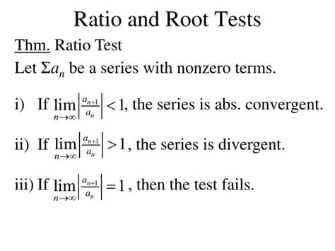 PPT Ratio And Root Tests PowerPoint Presentation Free Download ID