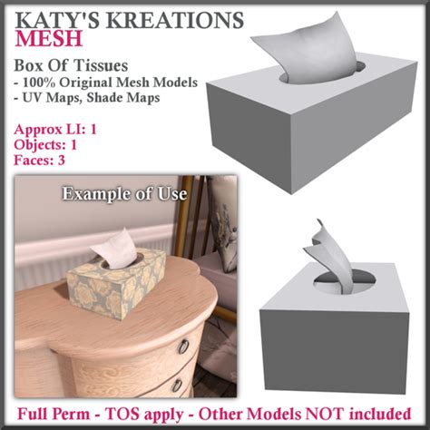 Second Life Marketplace Full Perm Mesh Box Of Tissues Mesh Tissue Box Mesh Tissues