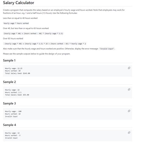 Solved Create A Program That Computes The Salary Based On An