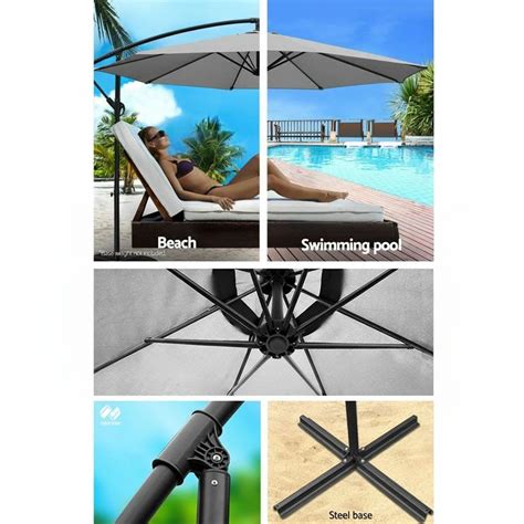 Instahut 3m Outdoor Umbrella Cantilever Beach Garden Patio Grey Kmart