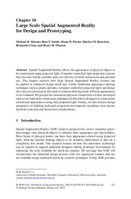 pdf large scale spatial augmented reality for design and prototyping