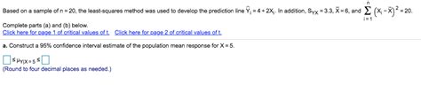 Solved Based On A Sample Of N 20 The Least Squares Method Chegg Com