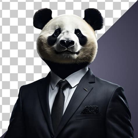 Premium Psd Portrait Of Humanoid Anthropomorphic Panda Wearing Businessman Suit Isolated