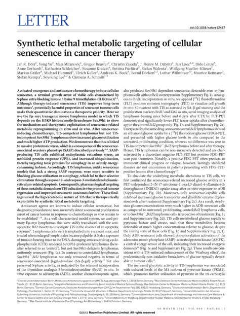 Pdf Synthetic Lethal Metabolic Targeting Of Cellular Senescence In