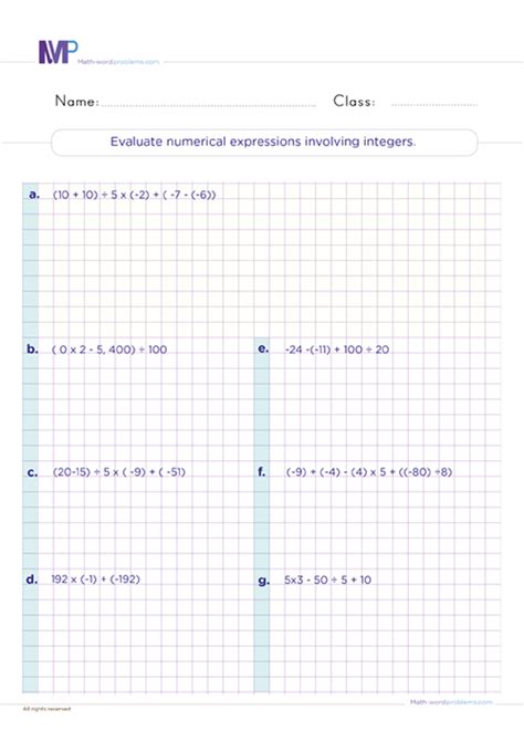 Evaluate Numerical Expressions Involving Intergers