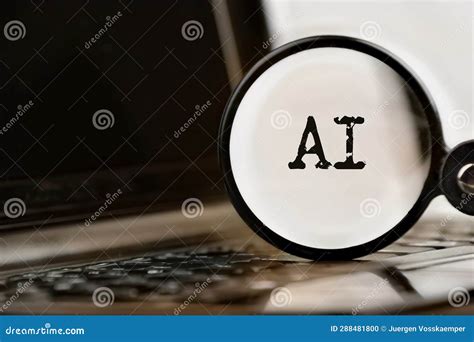 Ai Technology Demonstrated With Laptop Text And Magnifying Glass And Command Prompt Chat With