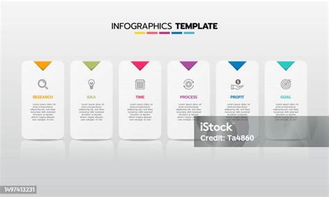 비즈니스 인포그래픽 템플릿 프로세스에는 간단한 기하학 사각형 직사각형 원형 삼각형 가는 선 아이콘과 6개의 옵션 또는 단계가 있는 평면 디자인 템플릿의 곡선이 있습니다 벡터