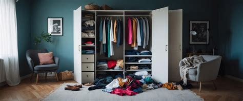 Messy Wardrobe Scene Depicting Cleaning And Organization In A Home