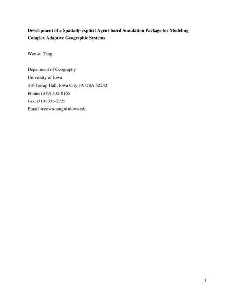 Pdf Development Of A Spatially Explicit Agent Based Simulation Package For Modeling Complex