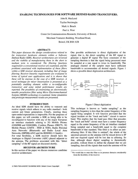 Pdf Enabling Technologies For Software Defined Radio Transceivers