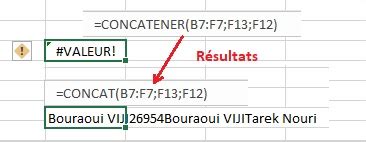 Fonction Concat Dexcel Apcpedagogie