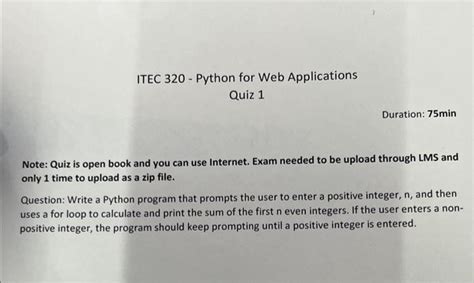 Solved Itec 320 Python For Web Applications Quiz 1