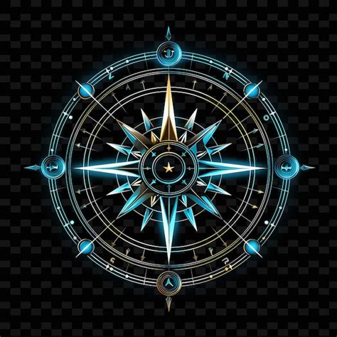 Premium Psd Globe Aqua Blue Circular Neon Lines Compass Decorations