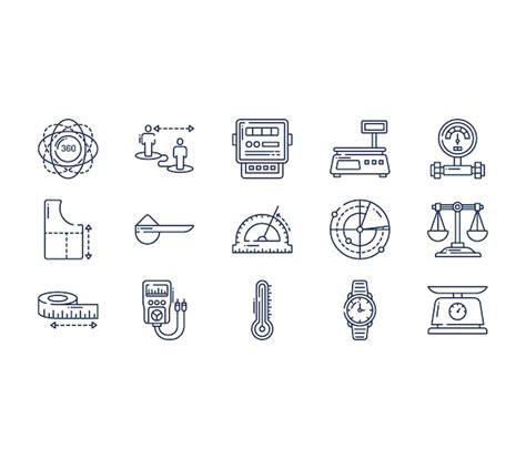 측정 및 장비 아이콘 세트 프리미엄 벡터