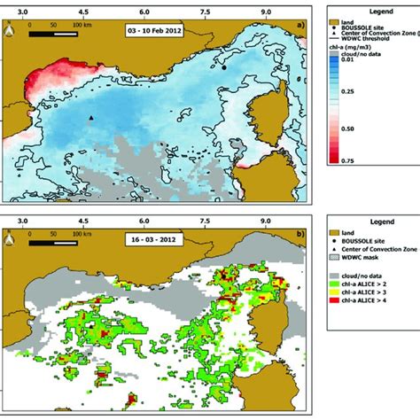A The 8 Day 03 10 February 2012 Chl A Map Where The Area Enclosed