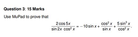 question 3 15 marks use mupad to prove that