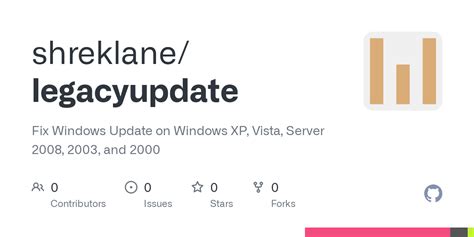 GitHub Shreklane Legacyupdate Fix Windows Update On Windows XP Vista Server 2008 2003 And